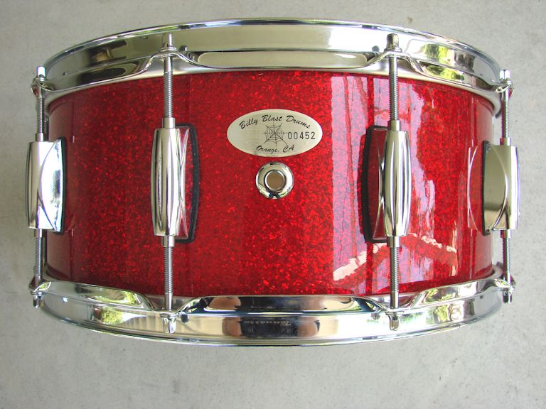 14" X 6" 15ply Hi Gloss Red Glitter Snare Drum